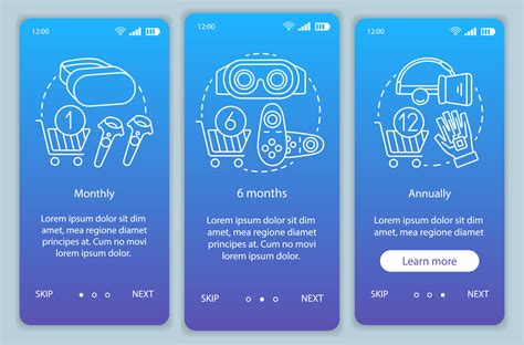 Vr Game Subscription Onboarding Mobile App Page Screen Vector Template Walkthrough Website