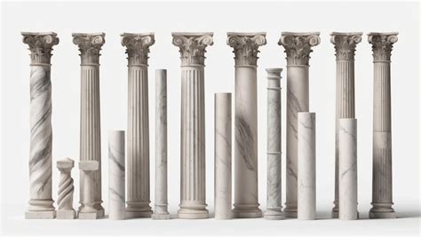A Collection Of Classical Pillars Showcasing Different Designs And
