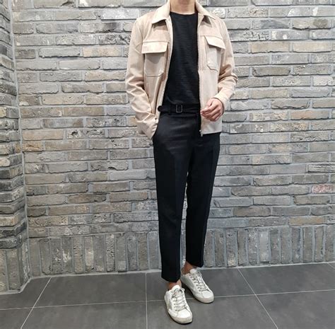 남자 스웨이드자켓 코디 벨트슬랙스 골든구스 슈퍼스타 화이트실버[유뱅의 데일리룩 블로그] 네이버 블로그
