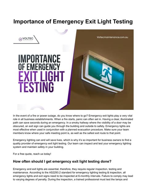 Ppt Importance Of Emergency Exit Light Testing Powerpoint