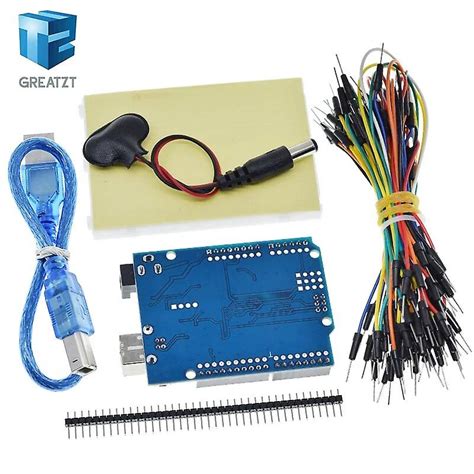 Starter Kit For Arduino Uno R3 Bundle Of 5 Items Uno R3 Breadboard Jumper Wires Usb Cable