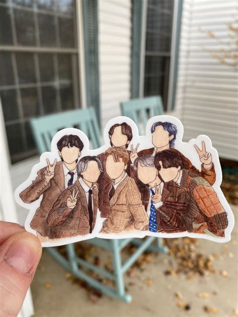 Bts Ot Sticker Time Magazine Photo Unique Bts Sticker Vinyl Sticker For Laptop Water Bottle Etsy