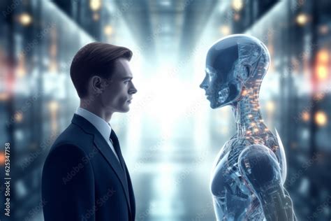 The Man Opposite The Ai The Concept Of Confrontation Between Humanity