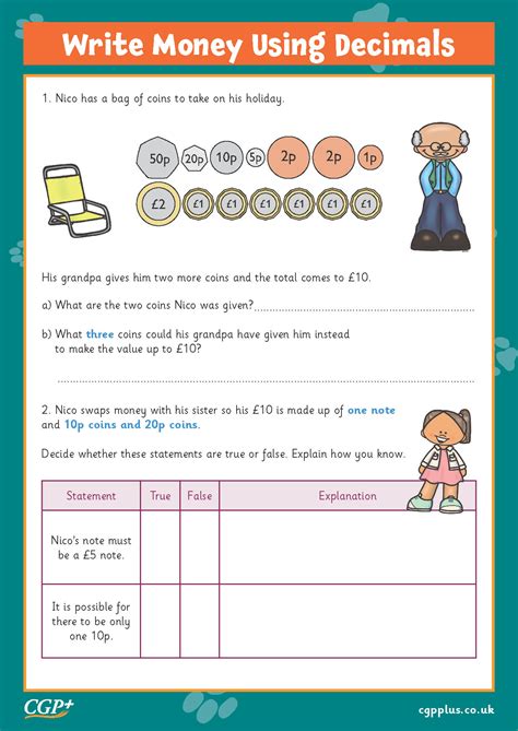 Writing Money Using Decimals Problems Year 4 Cgp Plus