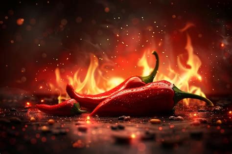 Premium Photo Hot Chilli Peppers On A Fire Background D Rendering