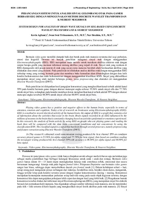 Pdf Perancangan Sistem Untuk Analisis Sinyal Gelombang Otak Pada Gamer Berbasis Eeg Dengan