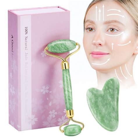 Buy Jade Roller And Gua Sha Scraping Face Roller Set Aioure 3 In 1