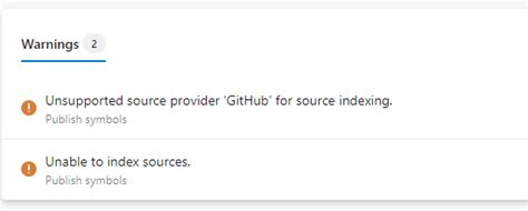 Warning Unsupported Source Provider Github For Source Indexing