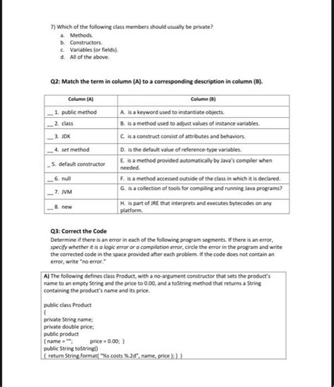 Solved Q1 Choose The Correct Answer 1 A Constructor