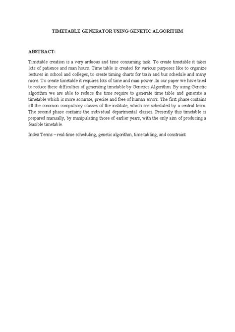 Genetic Algorithm Based Timetable Generator Enhancing Scheduling