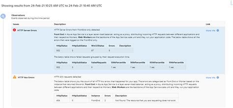 c azure server errors from frontend only detected stack