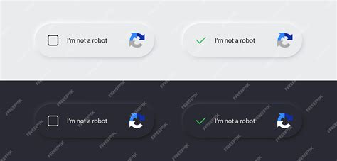 Premium Vector Im Not A Robot Captcha Button Set Dark And White