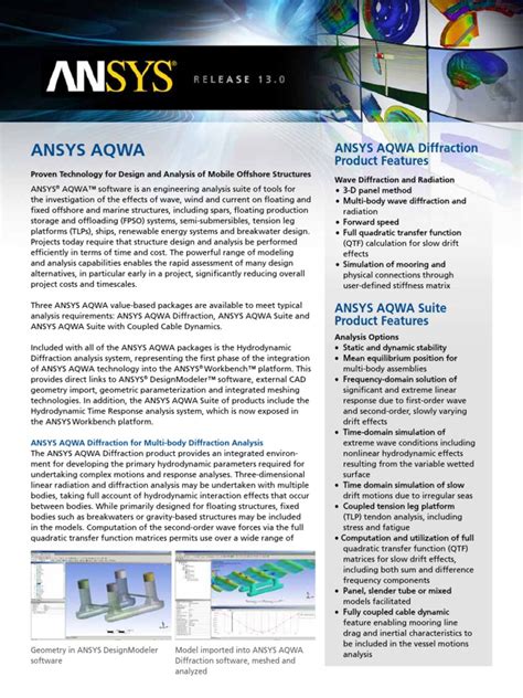 Ansys Aqwa Brochure Pdf Pdf Matrix Mathematics Structural Analysis