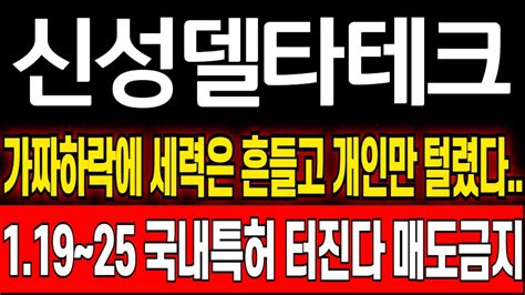 신성델타테크 주가전망 긴급 가짜하락에 세력풀매수 결국터졌다 국내특허 발표전 물량 매집 절대 속으면 안됩니다 신성델타테크