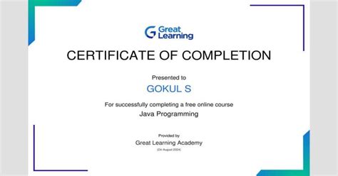 Gokul S On Linkedin Java Programming Course Completion Certificate For