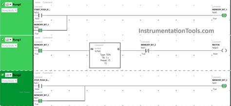 PLC Code To Start Stop Motor And Pump As Per Logic