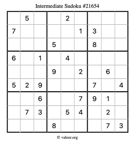 Intermediate Sudoku Puzzle 21654