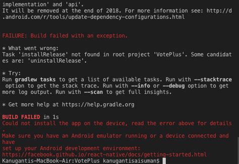 Android Task Installrelease Not Found In Root Project Voteplus Some Candidates Are