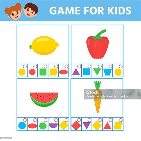 어린이를위한 교육 워크 시트 아이들을위한 게임 기하학적 인물과 객체의 일치 삼각형 정사각형 원 직사각형 벡터에 대한 스톡 벡터 아트 및 기타 이미지 Istock