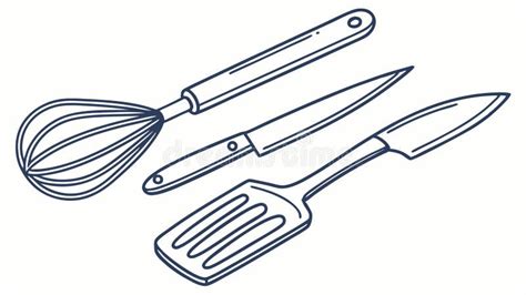 Kitchen Utensils Outline Cooking And Culinary Tools Home Kitchen Vector Design Generative Ai
