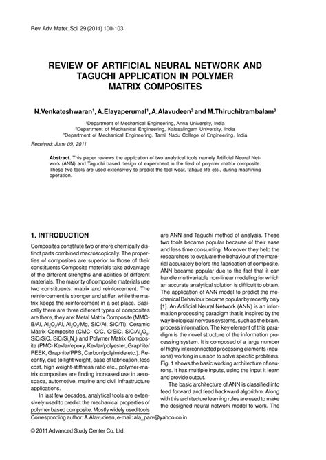 Pdf Review Of Artificial Neural Network And Taguchi Application In Polymer Matrix Composites