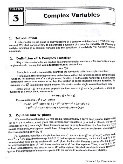 Complex Variables Study Notes Pdf