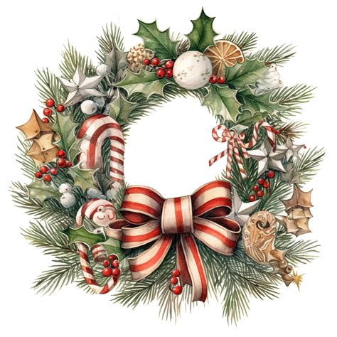 Premium Photo Vintage Christmas Clip Art Wreath