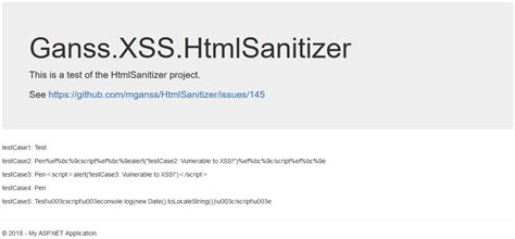 Htmlsanitizer Is Not Cleaning Up Specific Script Tags · Issue 145 · Mgansshtmlsanitizer · Github