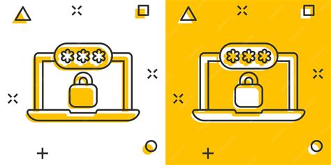 Premium Vector Login Icon In Comic Style Password Access Cartoon