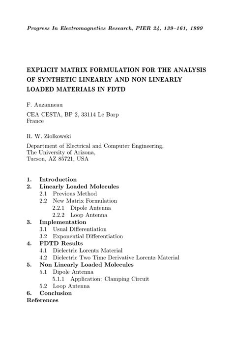 Pdf Explicit Matrix Formulation For The Analysis Of Synthetic