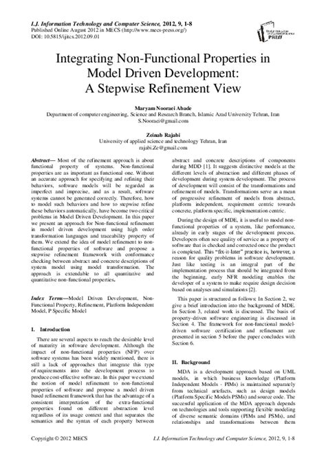 pdf integrating non functional properties in model driven development