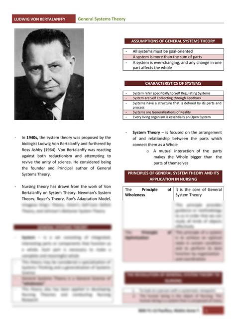Solution Nursing Theorist Ludwig Von Bertalanffy General System Theory