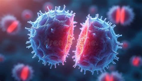 Illustration Cancer Cell Nucleus Dividing Chromosomes Visible