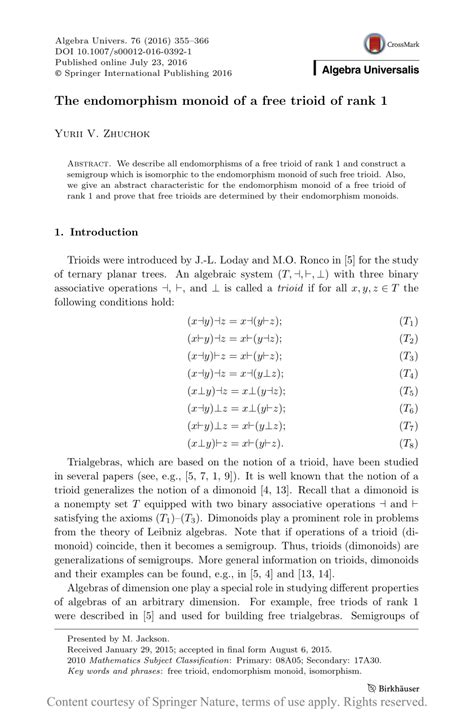 The Endomorphism Monoid Of A Free Trioid Of Rank 1 Request Pdf