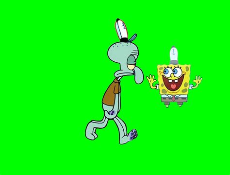 Spongebob Sliding Across Glass Window And Looking At Squidward Meme