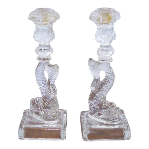 Vintage Pressed Glass Candlesticks A Pair Chairish