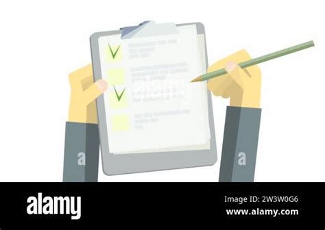 Graphic Animation A Person Puts A Checkmark In The Questionnaire With A