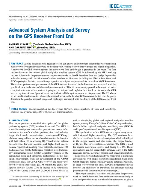 Pdf Advanced System Analysis And Survey On The Gps Receiver Front End