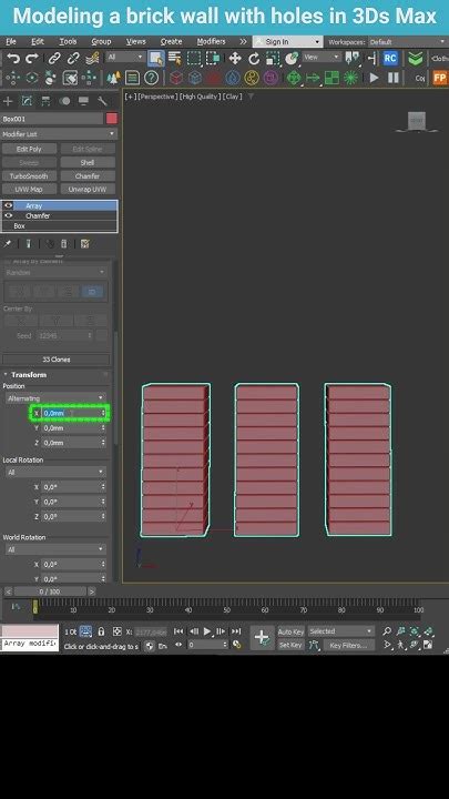 Brick Wall With Gaps Using Array Modifier In 3ds Max Shorts 3dsmax