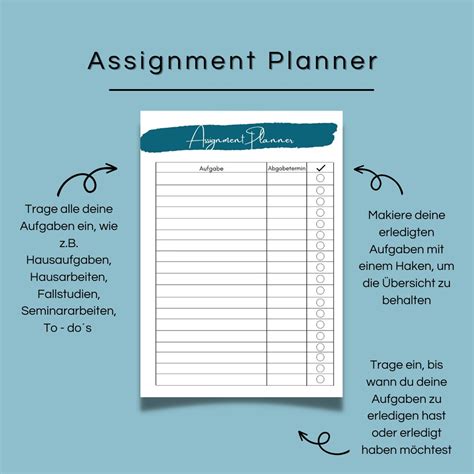 Assignment Planner Pdf Digital Assignment Tracker A5 A4 Etsy