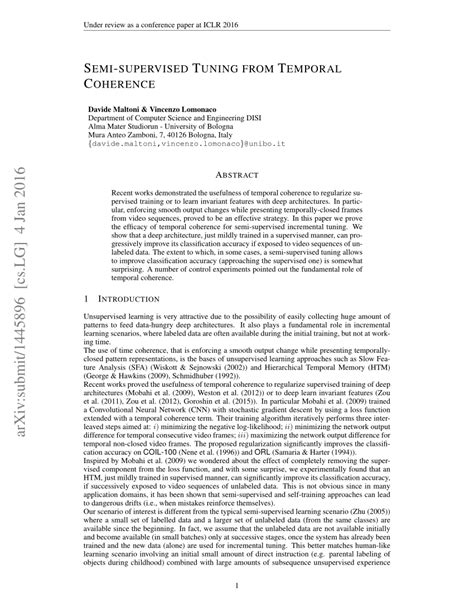Pdf Semi Supervised Tuning From Temporal Coherence