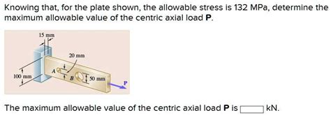 Solved Knowing That For The Plate Shown The Allowable Stress Is 132