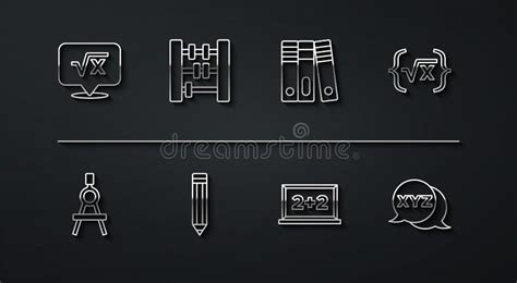 Set Line Square Root Of X Glyph Drawing Compass Chalkboard Pencil Abacus Xyz Coordinate