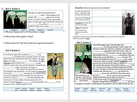 Macbeth Act 1 Workbook Teaching Resources