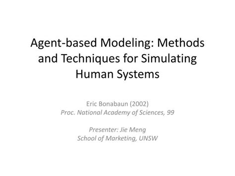 Ppt Agent Based Modeling Methods And Techniques For Simulating Human
