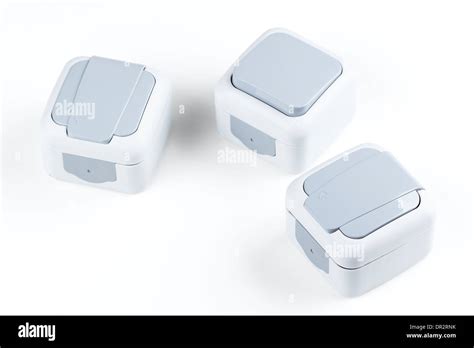 Electric Sockets And Light Socket Switch Isolated On White Background Stock Photo Alamy
