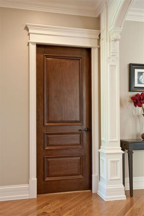 Interior Door Custom Single Solid Wood With Walnut Finish Classic Model DBI