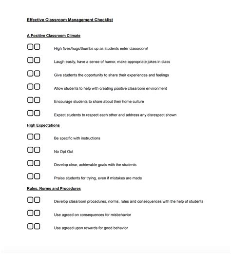 effective classroom management checklist