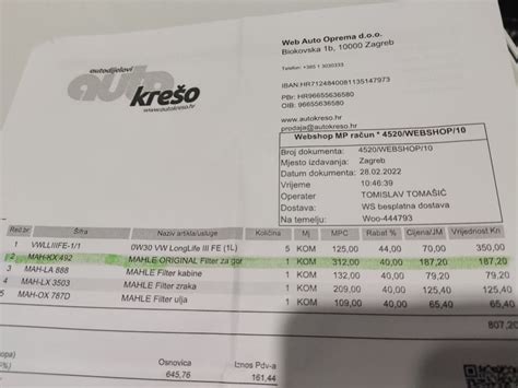 Mahle Kx 492 Filter Goriva Za Vw Passat B8