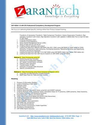 Sap Hana Training PDF Databases Computer Software And Applications